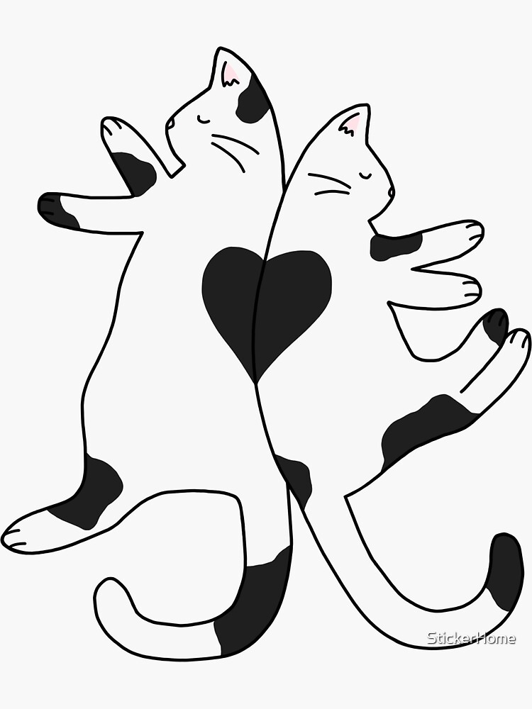 "Cats Making a Heart" Sticker for Sale by StickerHome | Redbubble