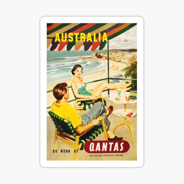 "Qantas Australia Travel Poster" Sticker for Sale by LoveOfTravel ...