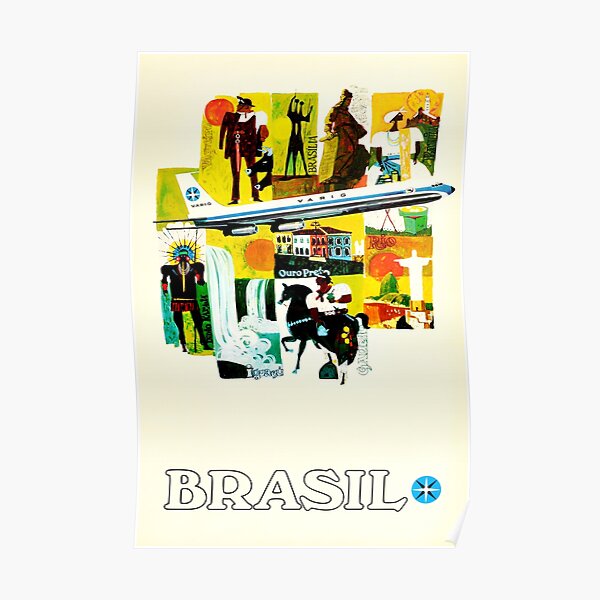 "Vintage Brasil Airplane Travel Poster" Poster for Sale by LoveOfTravel ...