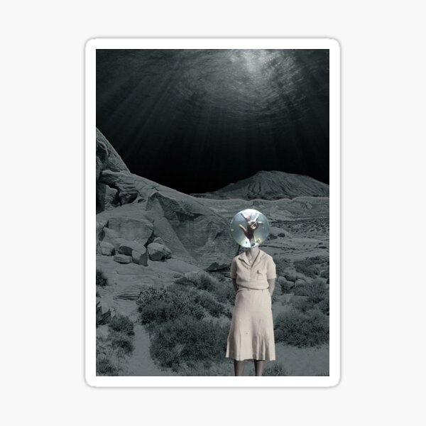 "Surrealist fishbowl head art" Sticker by CaptiveThought | Redbubble