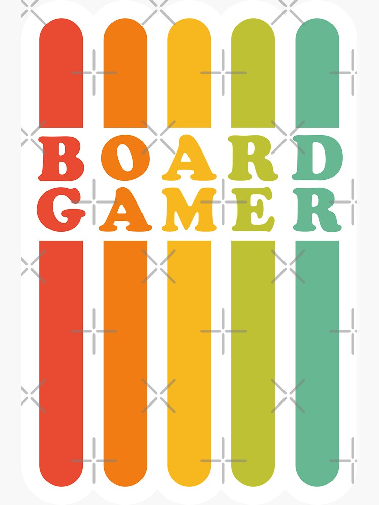 "Board Gamer Retro Stripes" Sticker by DiceintheDark | Redbubble
