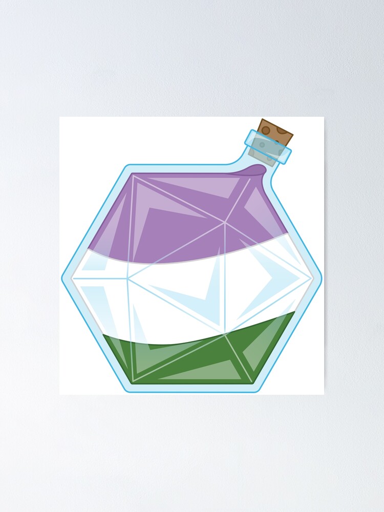 "D20 Genderqueer Pride Flag Potion Bottle" Poster for Sale by ...