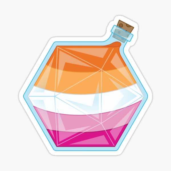 "D20 Lesbian Pride Flag Potion Bottle" Sticker by NovotnyDesigns ...