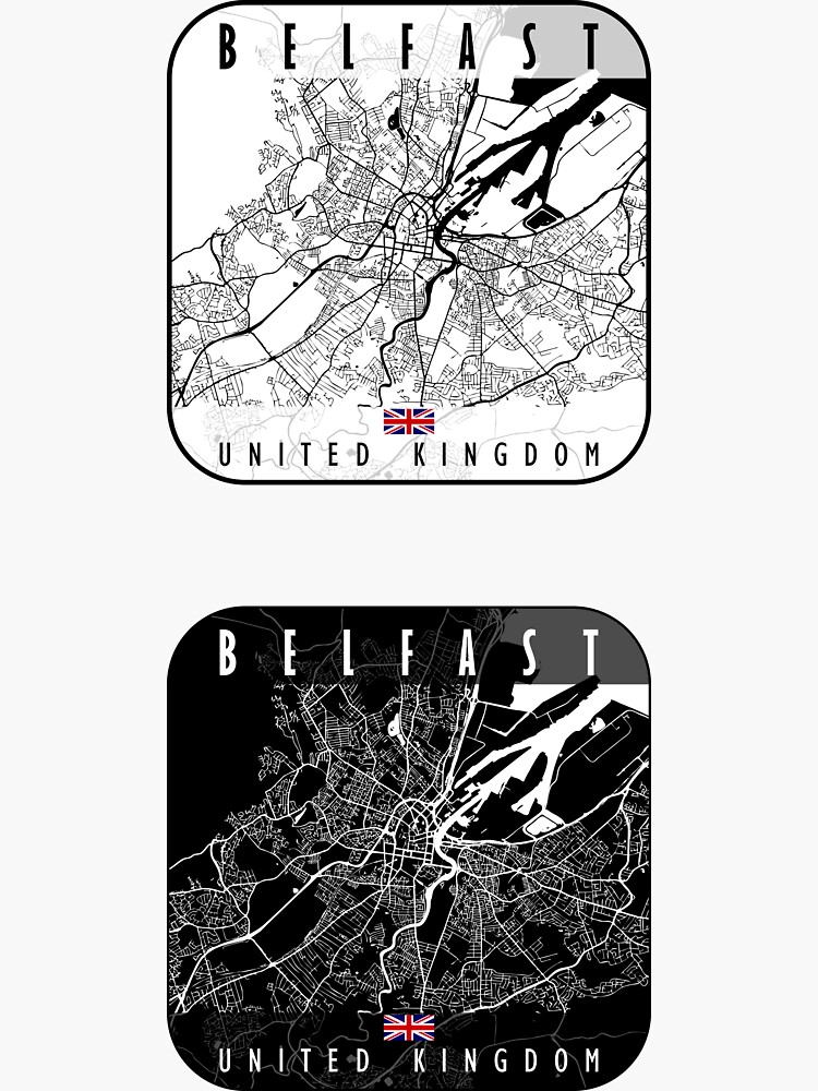 "Belfast Map United Kingdom Sticker Pack" Sticker for Sale by ...
