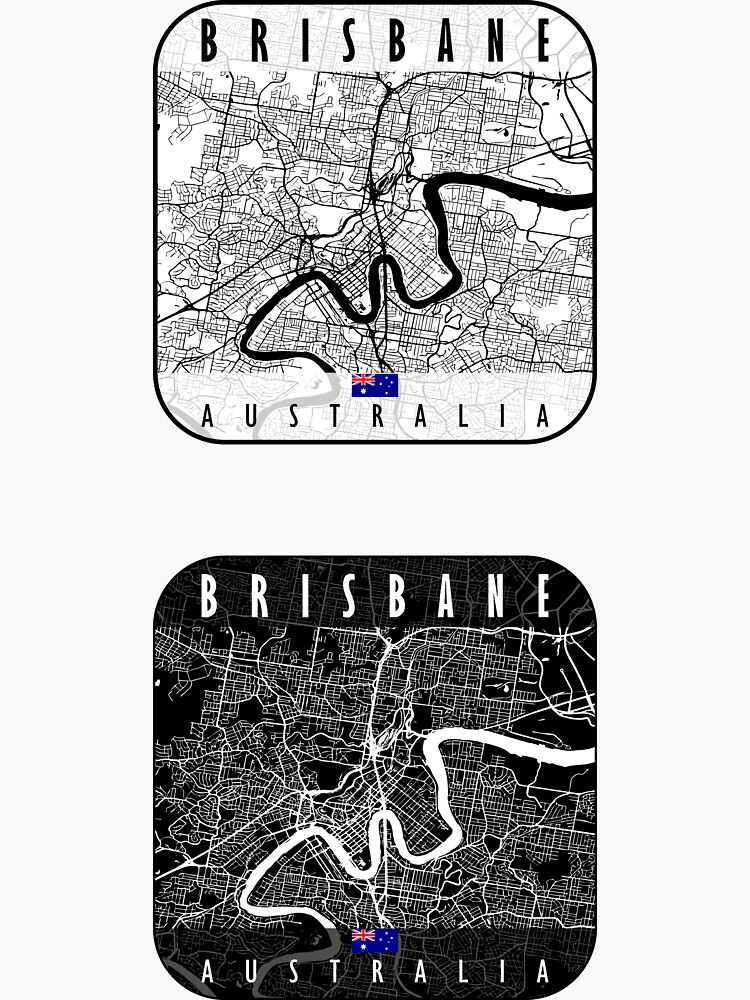 "Brisbane Map Australia Sticker Pack" Sticker for Sale by hatimelhag ...