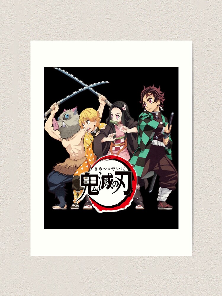 "Funny Demon Slayer Manga Inosuke Zenitsu Nezuko Tanjiro" Art Print by ...