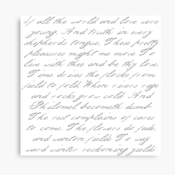"Grey handwritten poem" Canvas Print for Sale by lattedesign | Redbubble