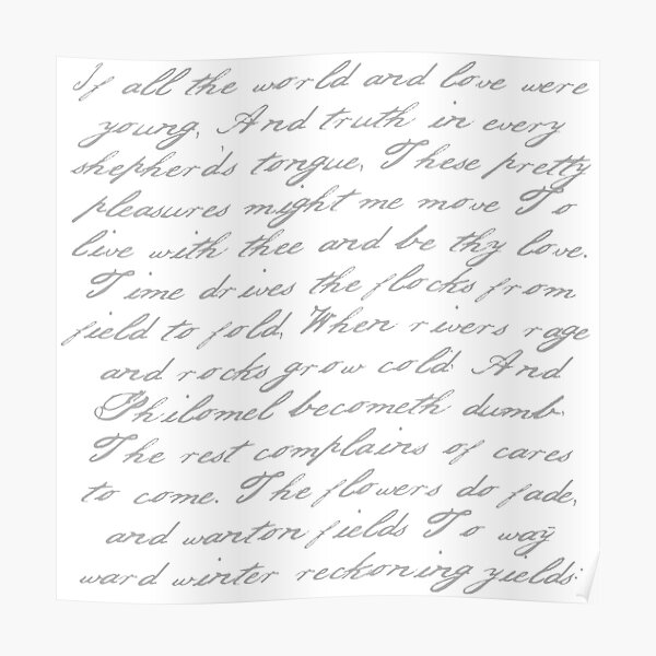 "Grey handwritten poem" Poster by lattedesign | Redbubble