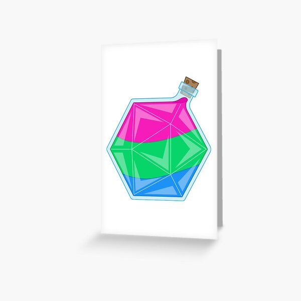 D20 Polysexual Pride Flag Potion Bottle Greeting Card By