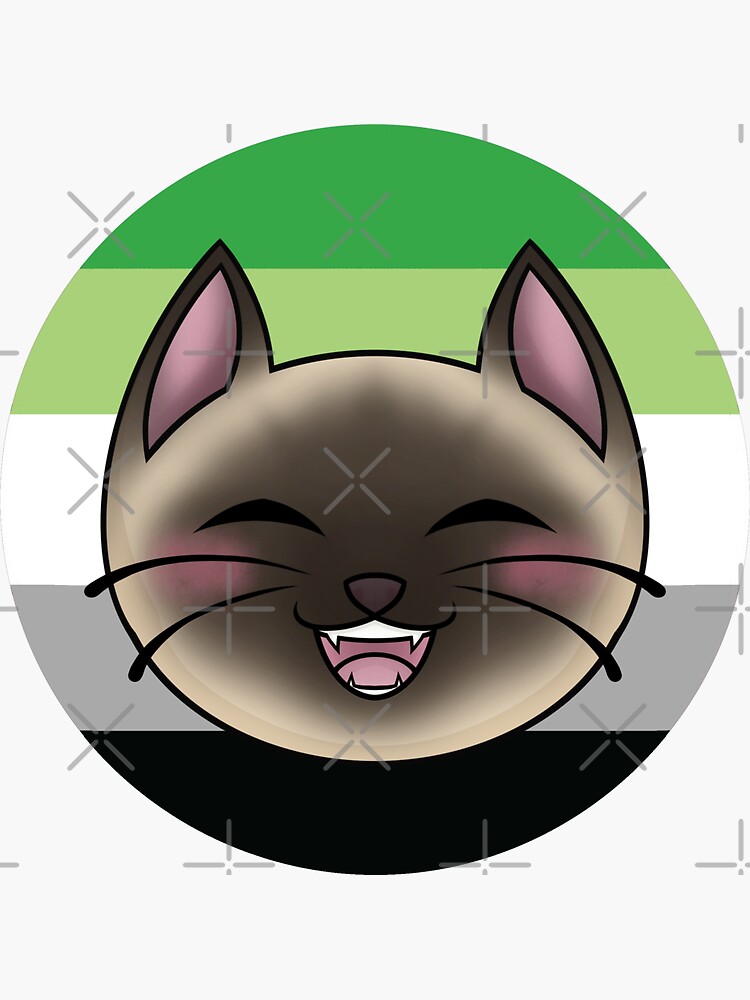 "Aromantic Pride Pin - Siamese Cat" Sticker by BlueJayArts04 | Redbubble