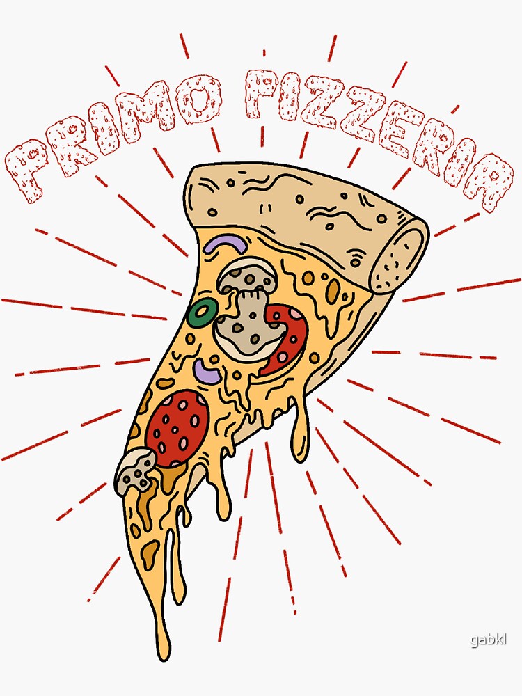 "Primo pizzeria." Sticker for Sale by gabkl | Redbubble