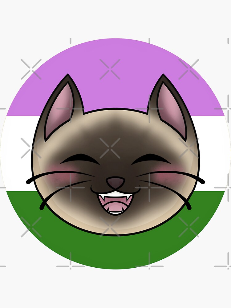 "Genderqueer Pride Pin - Siamese Cat" Sticker for Sale by BlueJayArts04 ...