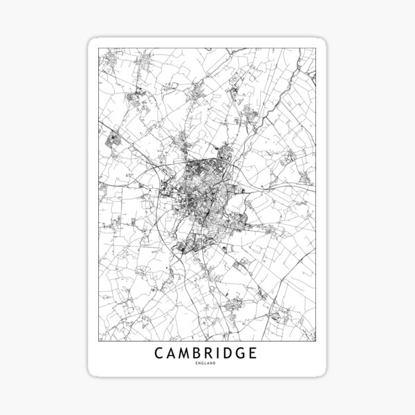 "Cambridge White Map" Sticker by multiplicitymap | Redbubble