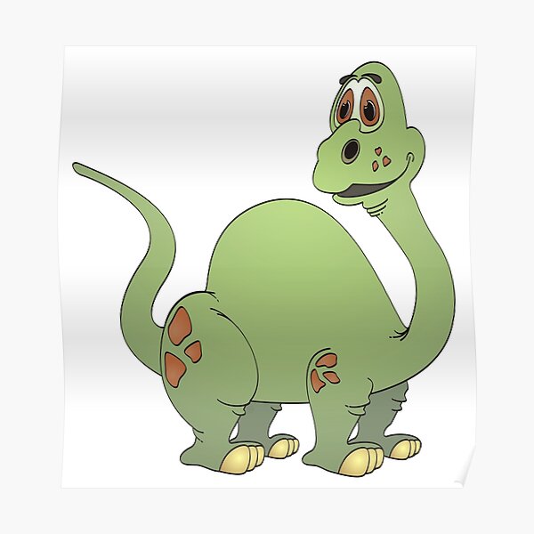 "Green Brontosaurus Cartoon" Poster for Sale by Graphxpro | Redbubble