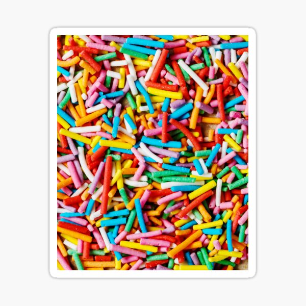 "Colorful sweet background with colorful sprinkles" Sticker by dariazu ...
