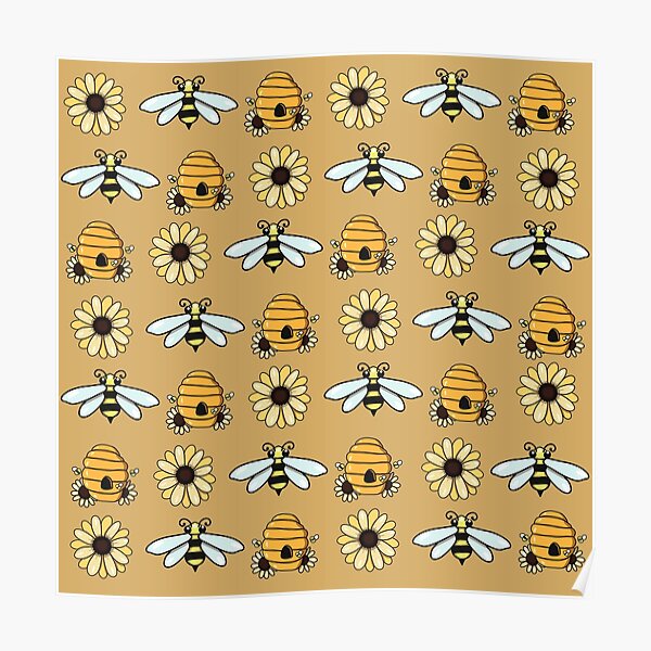 "Cottagecore bee pattern" Poster for Sale by JoeyPaintShop | Redbubble
