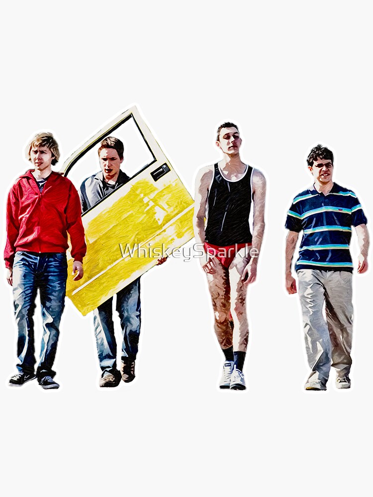 "Inbetweeners car door" Sticker by WhiskeySparkle | Redbubble
