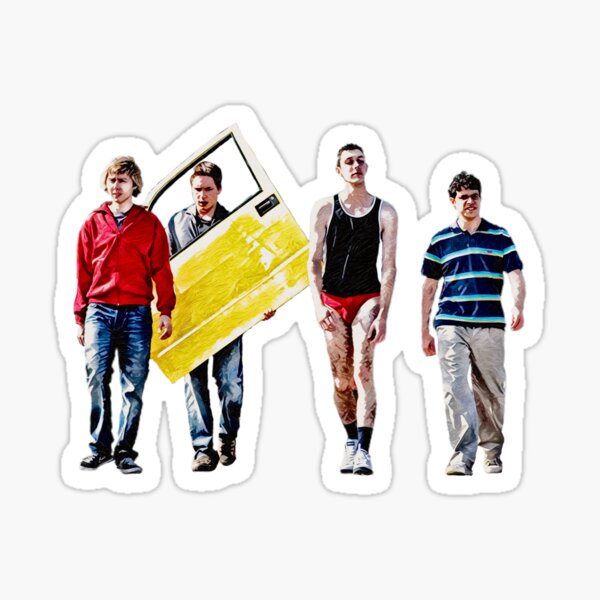 "Inbetweeners car door" Sticker by WhiskeySparkle | Redbubble