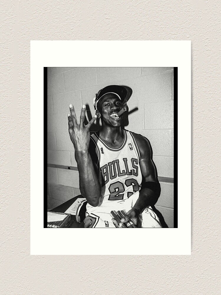 "90s vintage Michael Jordan Three-peat Black and White" Art Print for ...