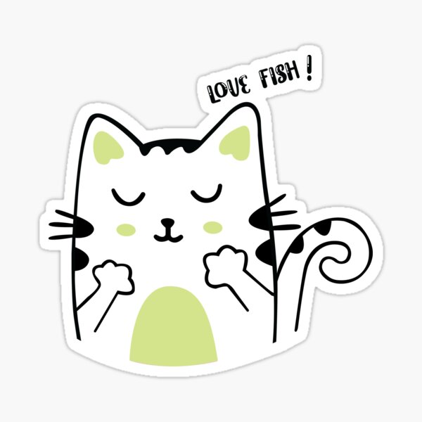 "CUTE GREEN CAT " Sticker for Sale by Littleartsly | Redbubble