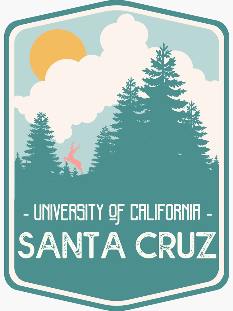 "UCSC Santa Cruz Forest with Deer (yassified) Sticker " Sticker for ...
