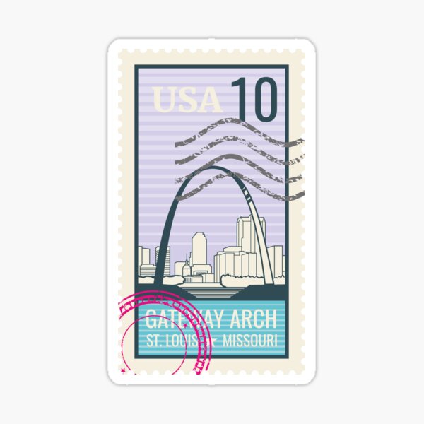 "Gateway Arch MISSOURI US Stamp" Sticker for Sale by enzoblszk | Redbubble
