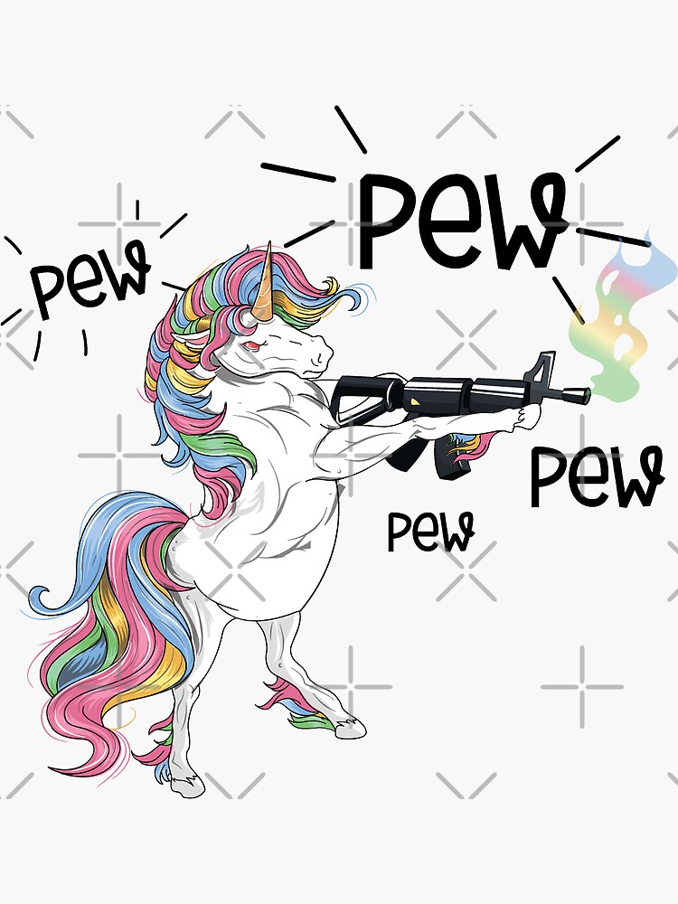 "Unicorn Pew Pew - Funny Unicorn" Sticker for Sale by lounis34 | Redbubble