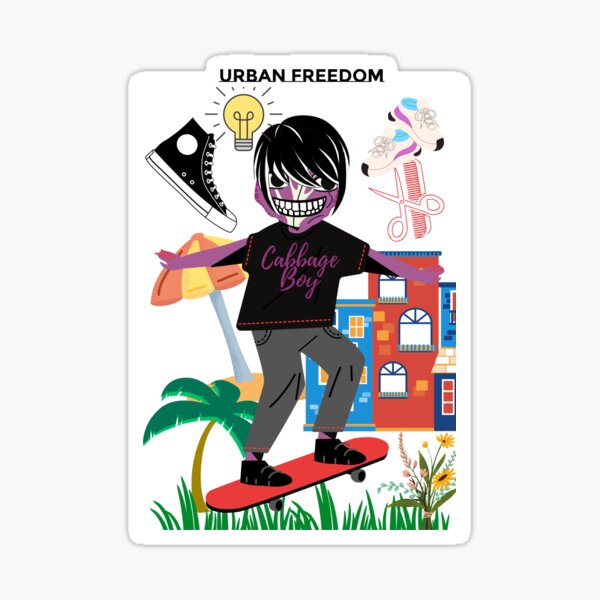 "CABBAGE BOY, URBAN FREEDOM" Sticker by BlackSandDesign | Redbubble
