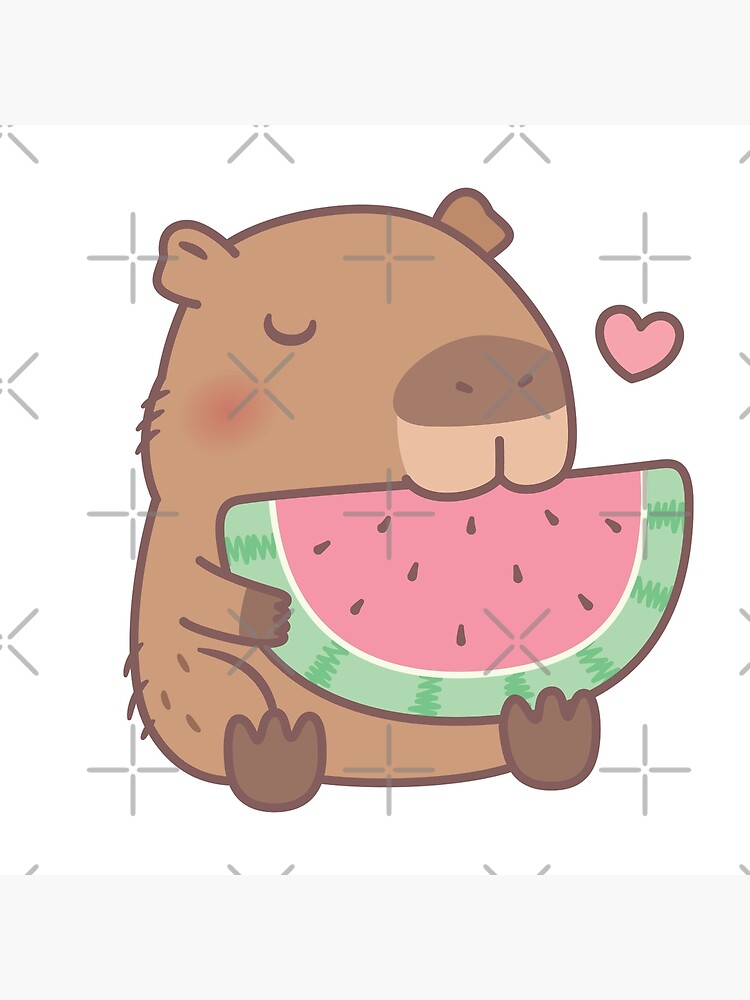 "Cute Capybara Loves Watermelon" Poster for Sale by rustydoodle | Redbubble