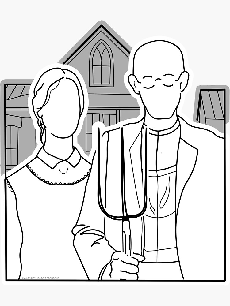 "Modern American Gothic " Sticker by HaileyRReynolds | Redbubble