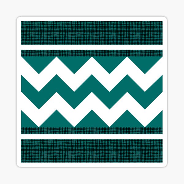 "Geometric Zig Zag Texture Pattern White and Teal Blue" Sticker for ...