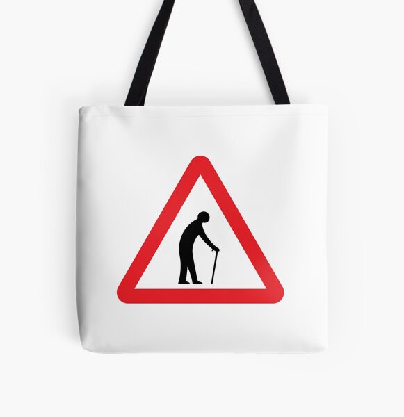 "Old Man Warning Sign | White" Tote Bag for Sale by HatchedCottage ...