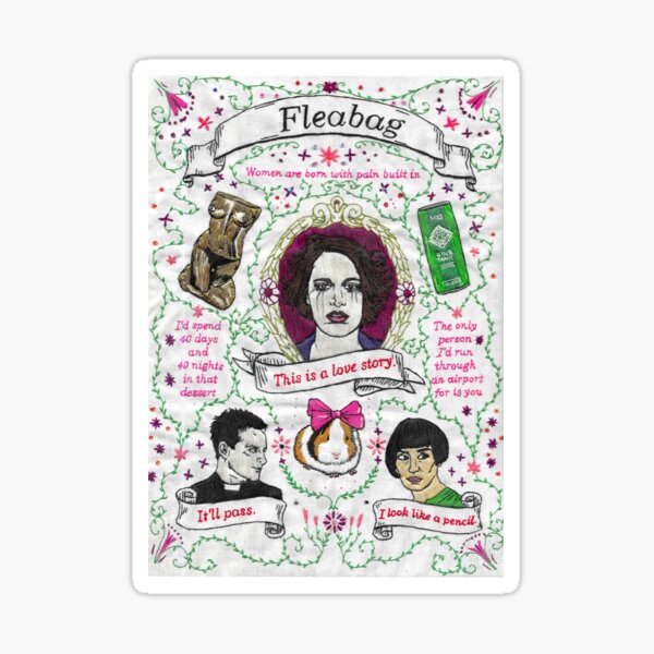 "Fleabag Embroidery Art" Sticker by rosiesewsthings | Redbubble