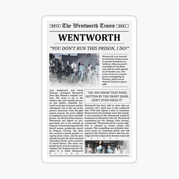 "Wentworth Newpaper" Sticker by SaintsAvenue | Redbubble