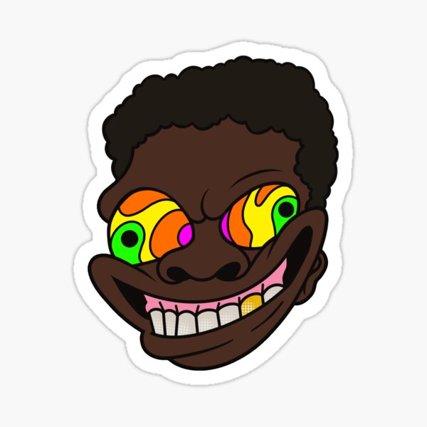 "Trippy Cartoon - White Outline" Sticker for Sale by YeojColan | Redbubble