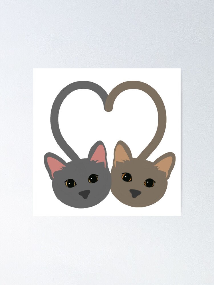 "Two Cats Tail Heart" Poster for Sale by radiantdark | Redbubble