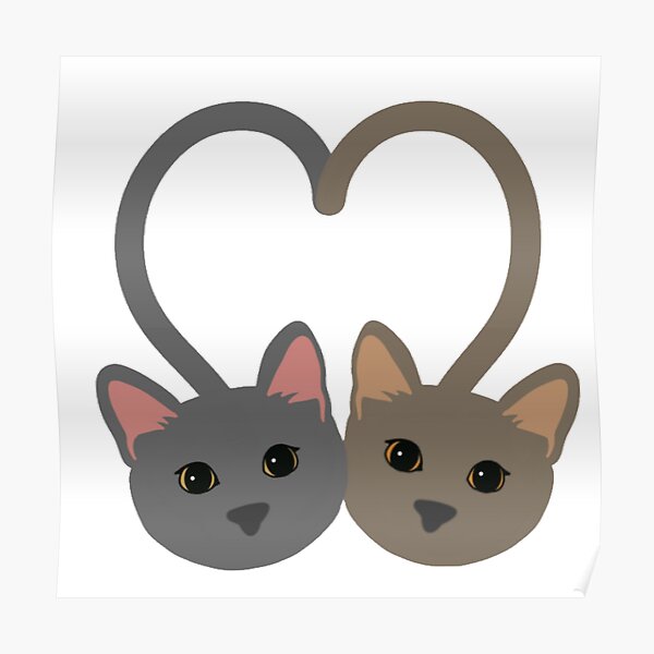 "Two Cats Tail Heart" Poster for Sale by radiantdark | Redbubble