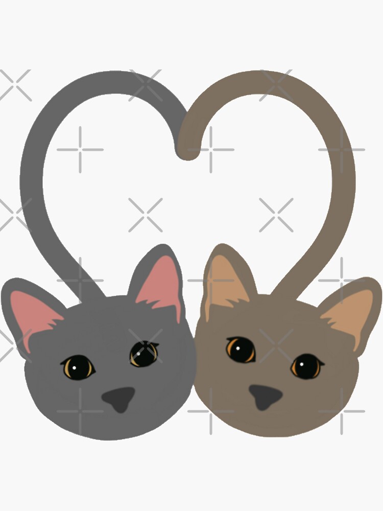 "Two Cats Tail Heart" Sticker by radiantdark | Redbubble