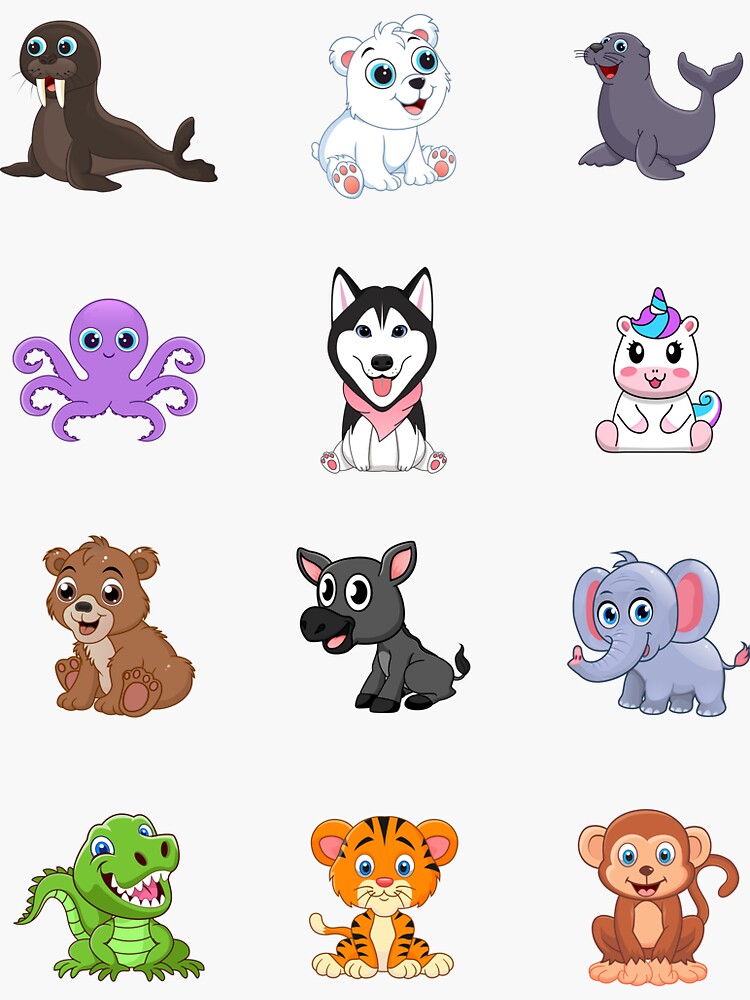 "Cute Animal Mega Pack " Sticker for Sale by OverbeeDesigns | Redbubble