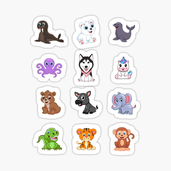 "Cute Animal Mega Pack " Sticker for Sale by OverbeeDesigns | Redbubble