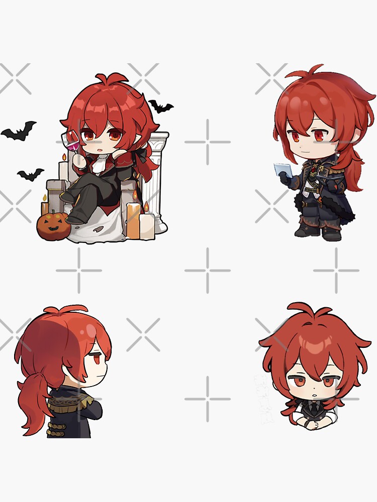 "Diluc Genshin Impact Chibi" Sticker for Sale by milkqtea | Redbubble
