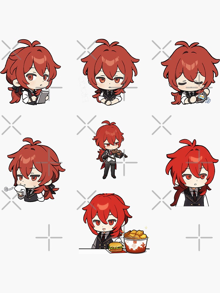 "Diluc Genshin Impact Chibi" Sticker for Sale by milkqtea | Redbubble