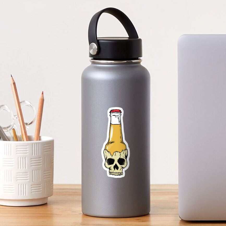 "Skull Bottle Brewski - Beer Bottle Skull" Sticker for Sale by ...