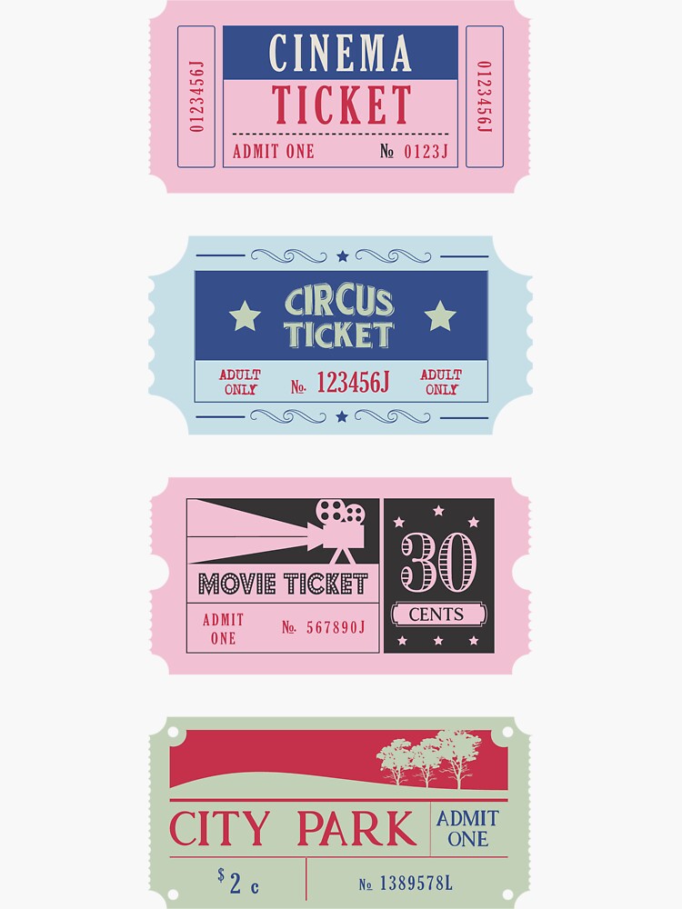 "Cool Retro Vintage Tickets Aesthetic Pastel Cinema Circus Park ...