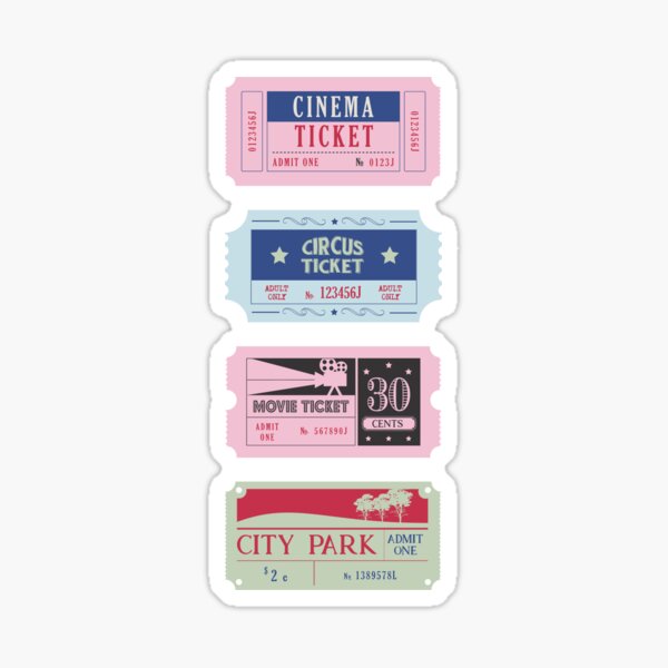 "Cool Retro Vintage Tickets Aesthetic Pastel Cinema Circus Park ...