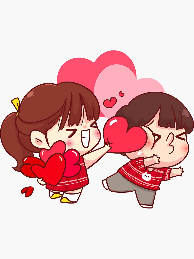 "Cute Boy Cheek Pinching His Girlfriend" Sticker for Sale by ...