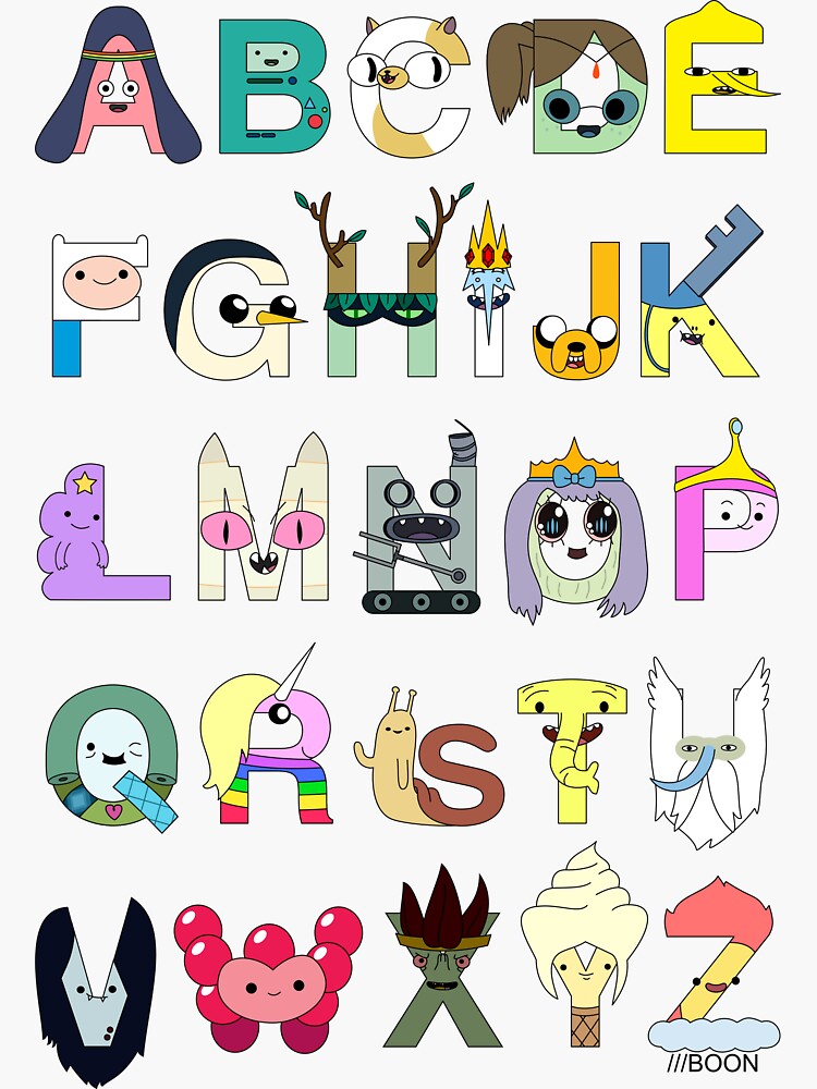 "Alphabet Time - An Adventure Time Alphabet" Sticker for Sale by Mike ...