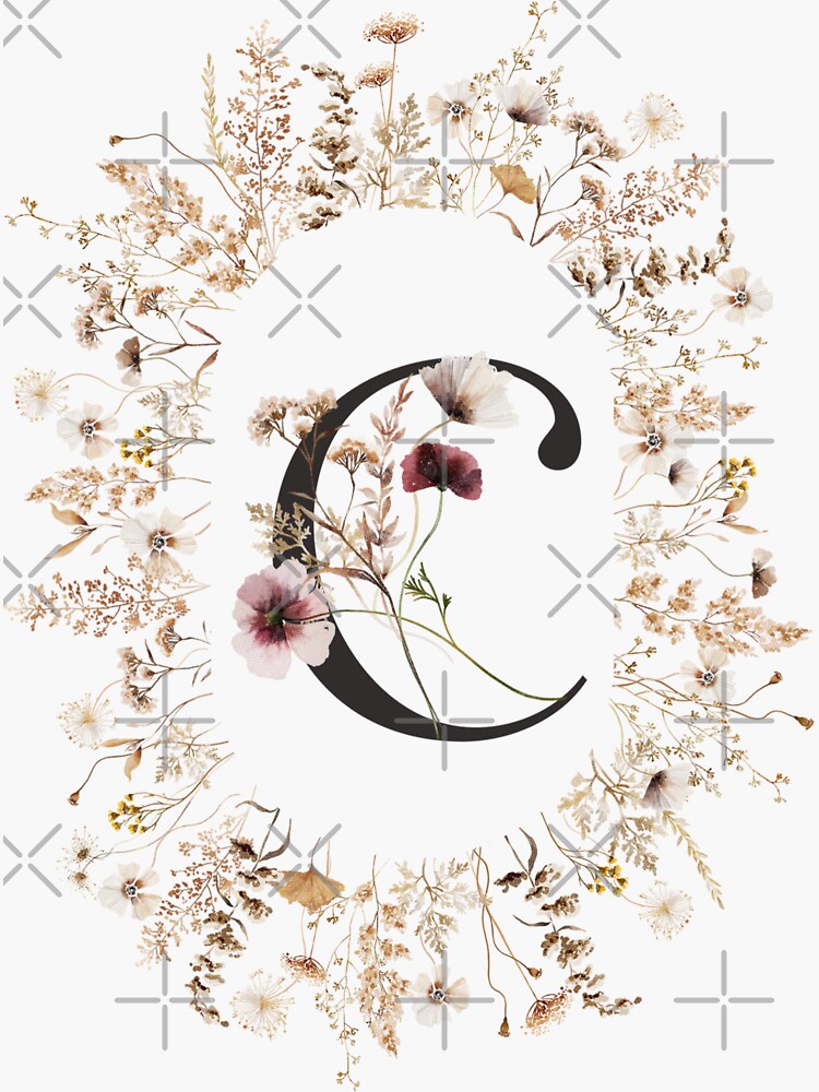 "Blooms Monogram C" Sticker for Sale by ElenaDanilo | Redbubble