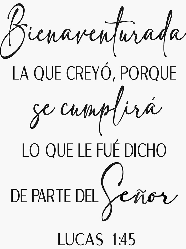 Pegatina «Lucas 1:45, Versículo de la Biblia en Español» de ...
