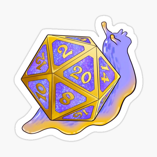 "D20 Snail Magic Dungeons and Dragons " Sticker by PapaFaithDesign ...
